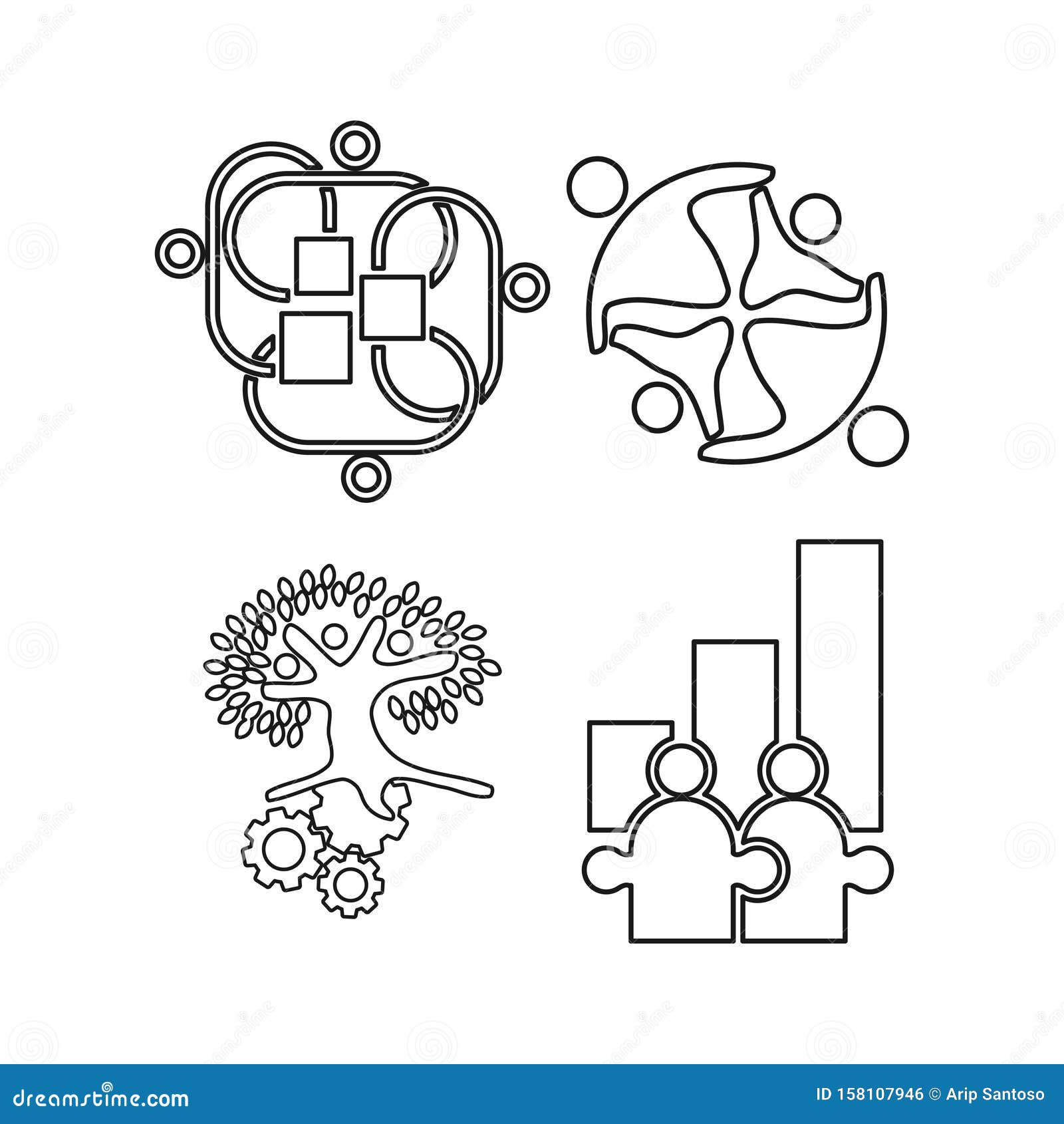 Tree Business Gear Commitment Teamwork Together Outline Logo Stock ...