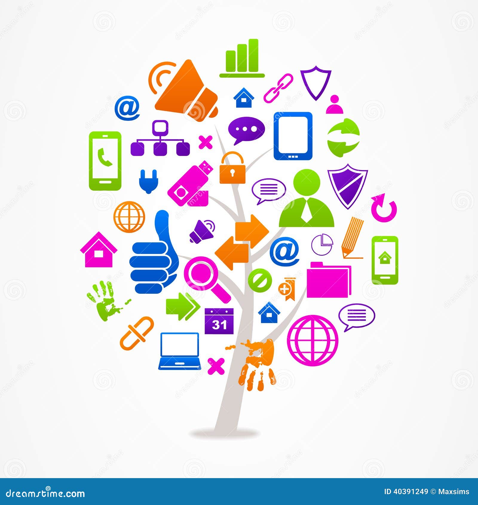 Tree with Business and Internet Icons Stock Vector - Illustration of ...