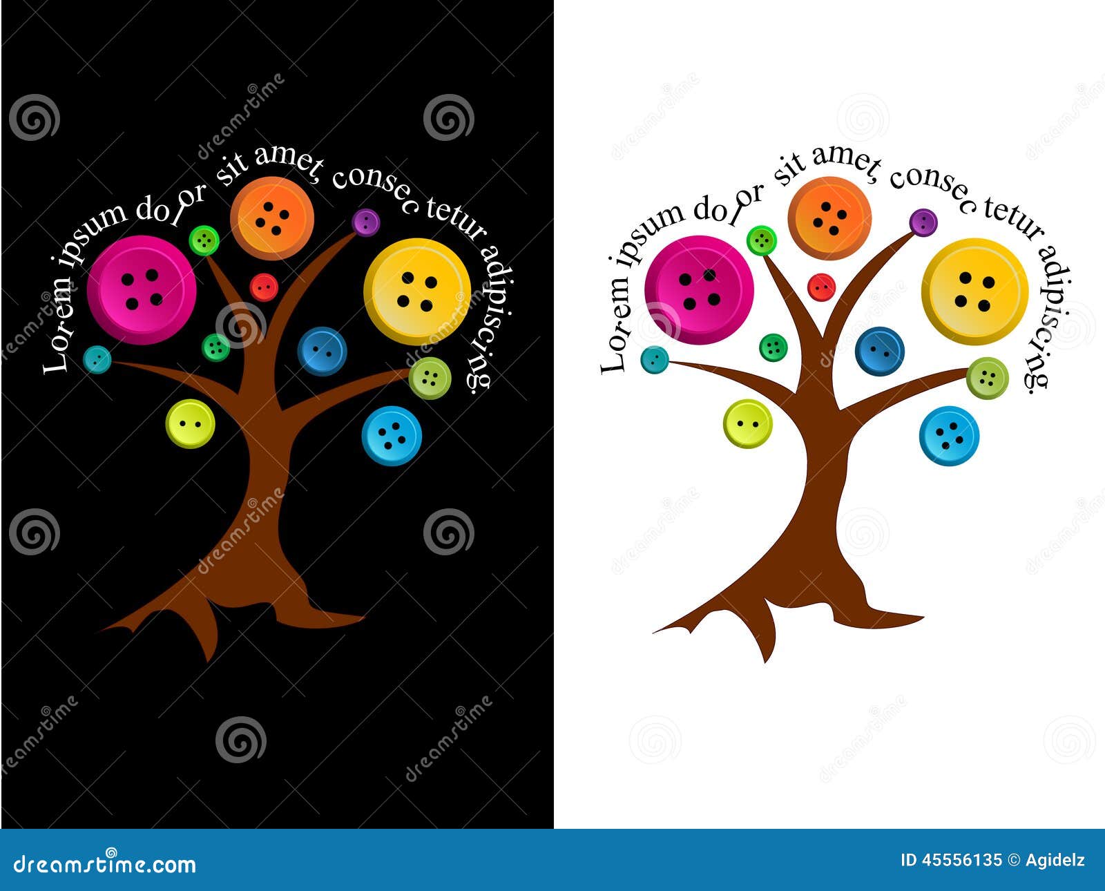 Tree with Buttons and Editable Text Stock Vector - Illustration of ...