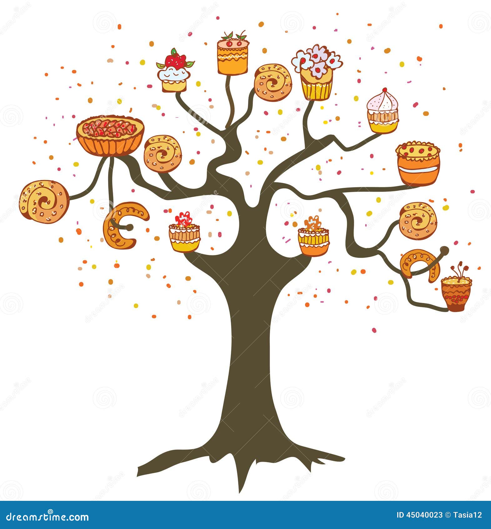 Tree with Cakes - Concept for the Bakery Stock Vector - Illustration of ...