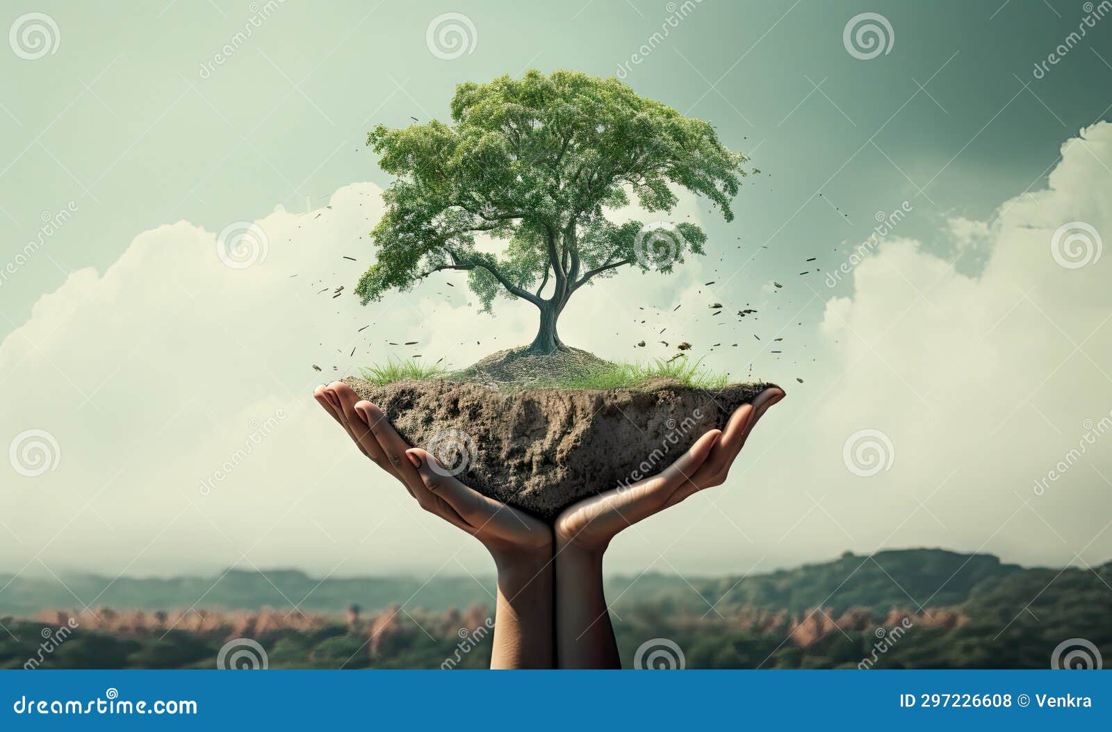 Tree Carried by Hands Saving Green Environment and Deforestation Stock ...