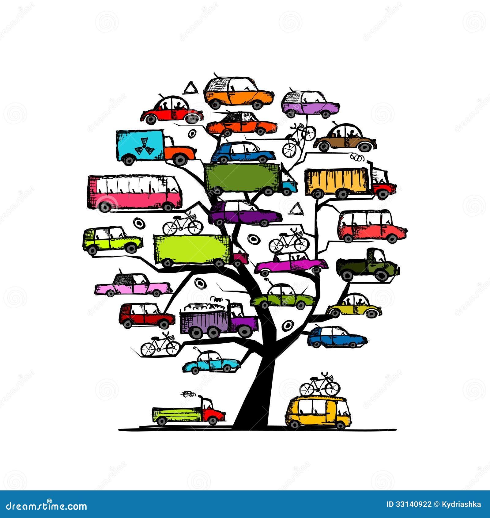Tree with Cars, Transportation Concept for Your Stock Vector ...