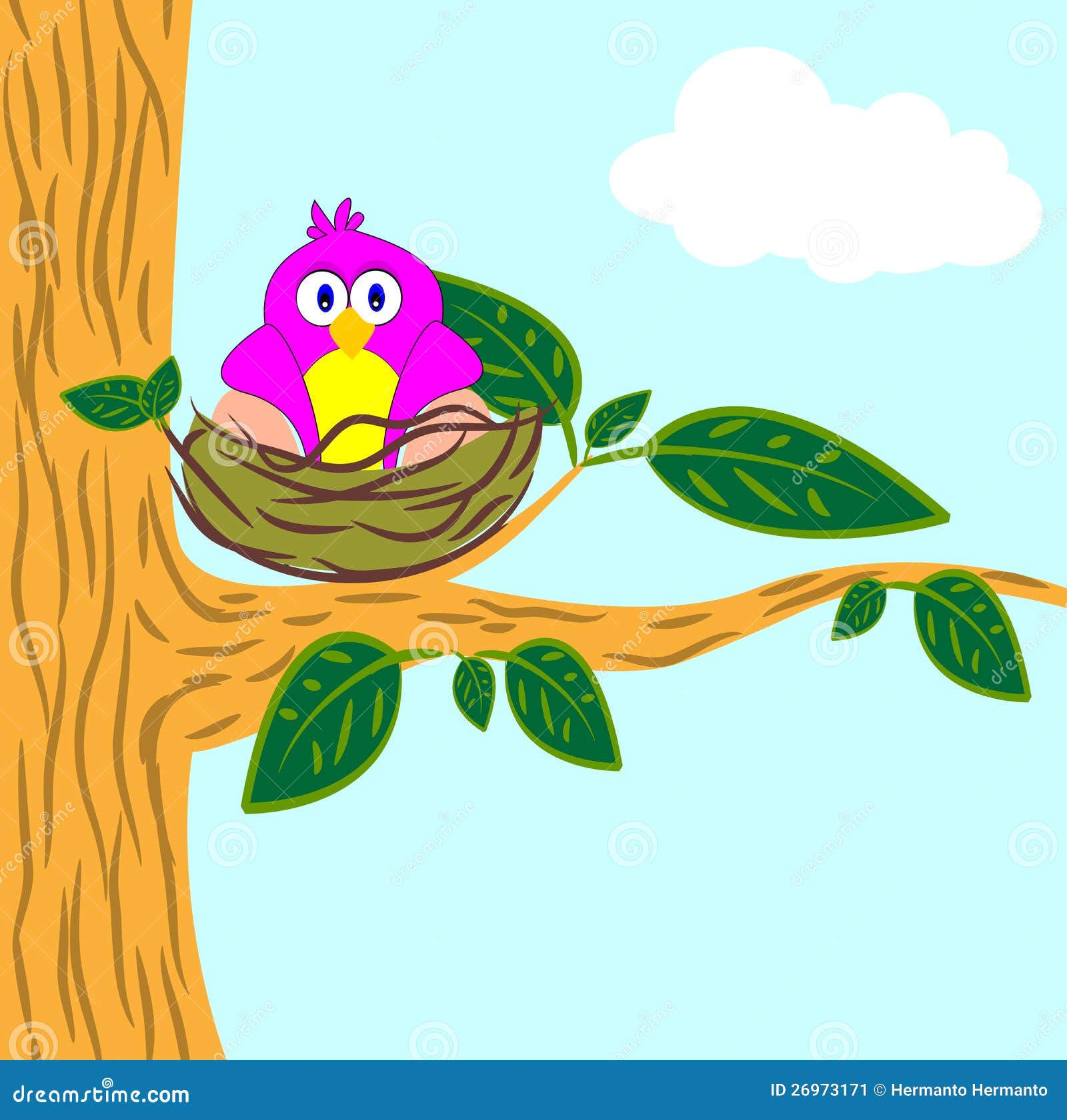 Tree cartoon stock vector. Illustration of bird, white - 26973171