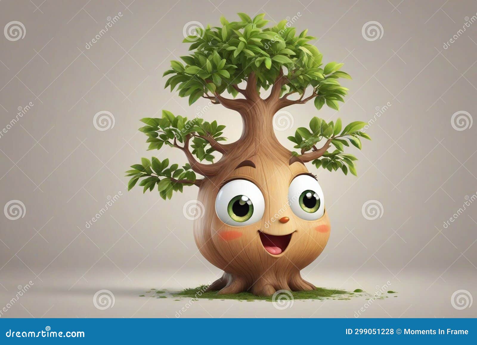 Tree Cartoon Character with a Smile Stock Illustration - Illustration ...