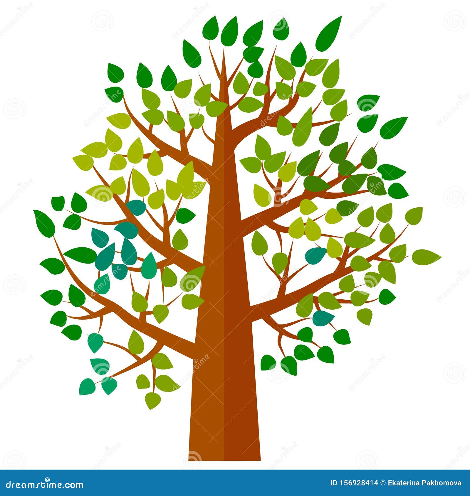 Cartoon Green Tree Isolated on White Background. Stock Vector ...