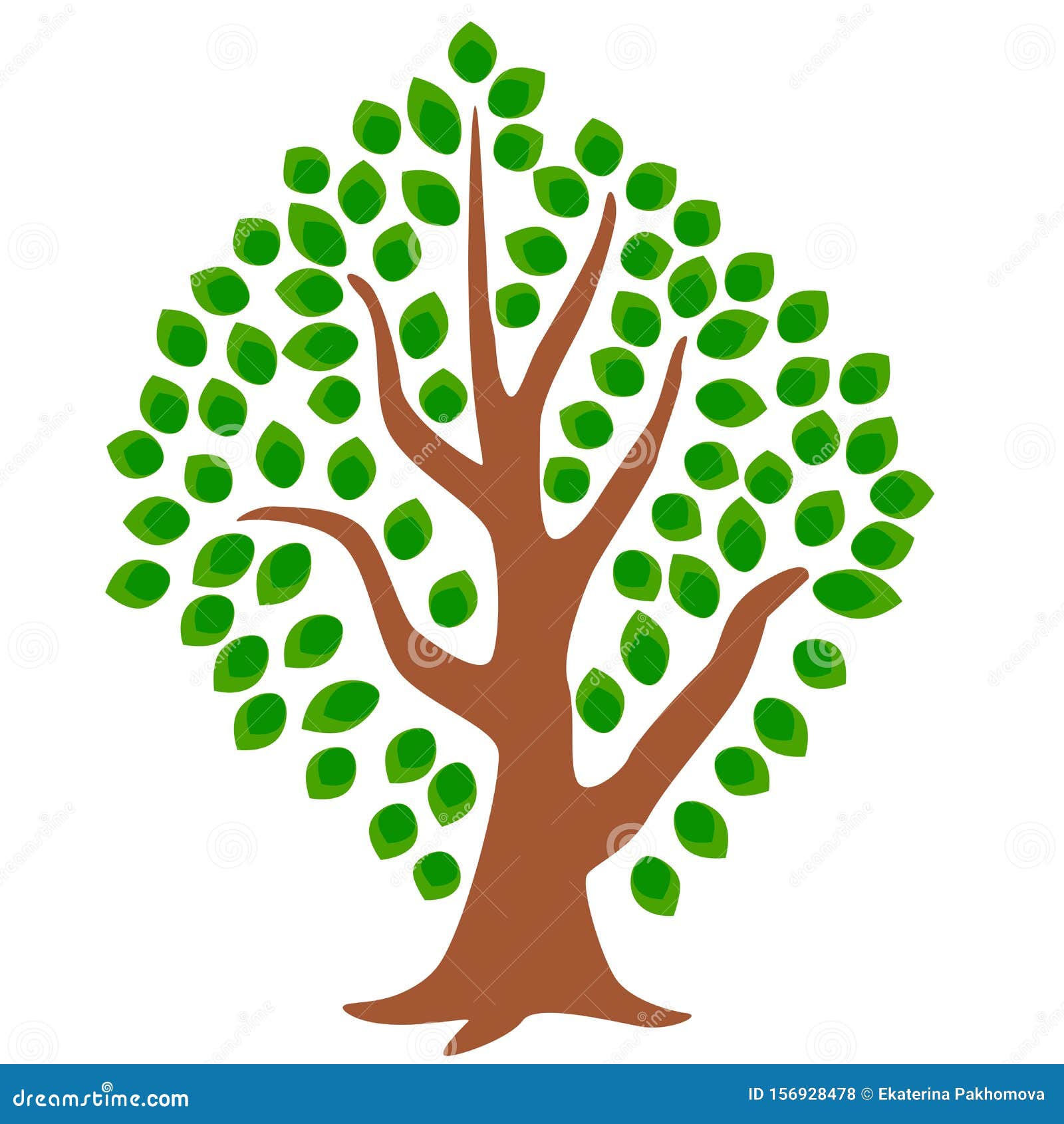 Cartoon Green Tree Isolated on White Background. Stock Vector ...
