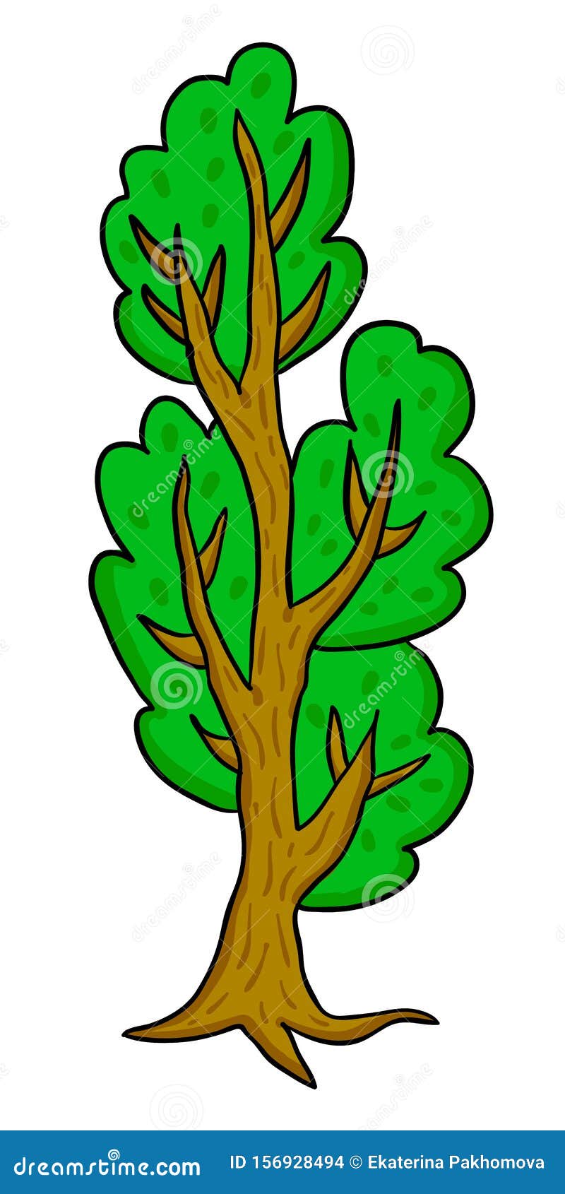 Cartoon Tree in a Pop Art Style Isolated on White Background. Stock ...