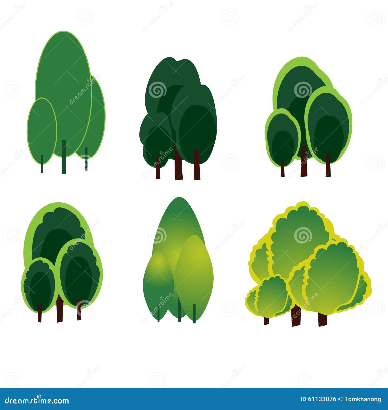 Tree Cartoon Vector Art Design Set Stock Vector - Illustration of ...