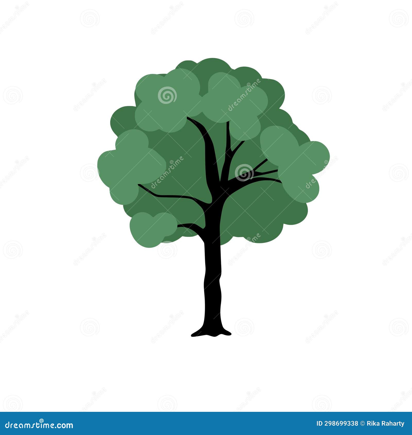 Greenery Tree Cartoon Vector Illustration Isolated on White Background ...