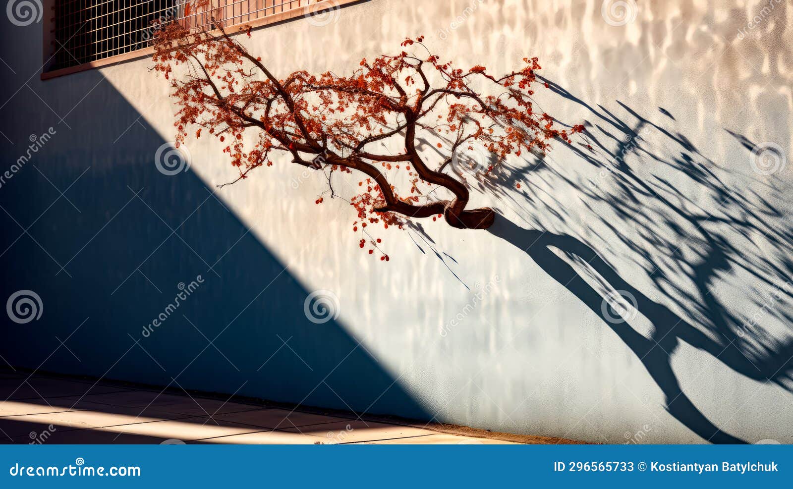Tree Casting Shadow on Wall with Shadow Cast on it. Generative AI Stock ...