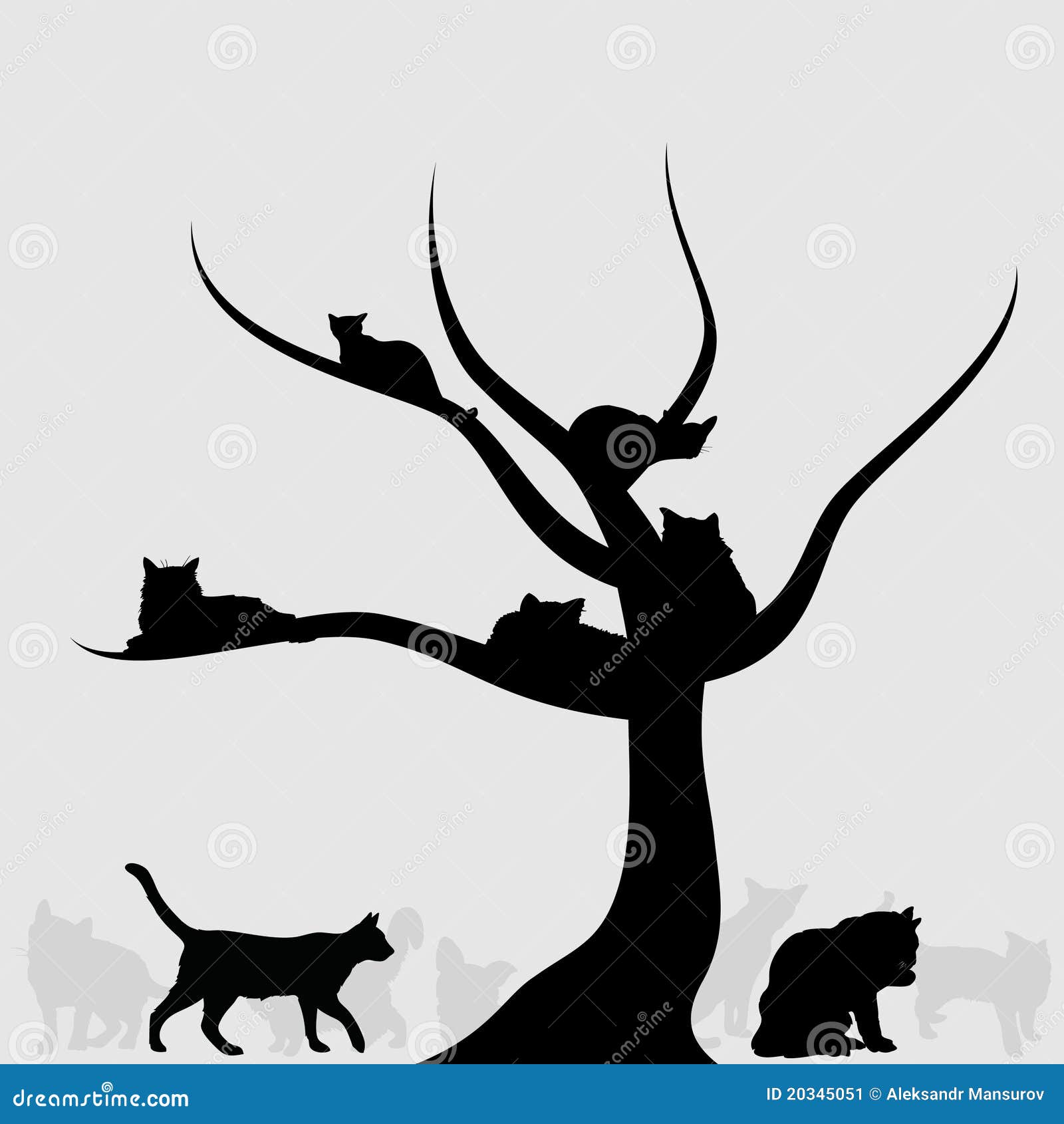 Tree of cats stock vector. Illustration of tree, fauna - 20345051