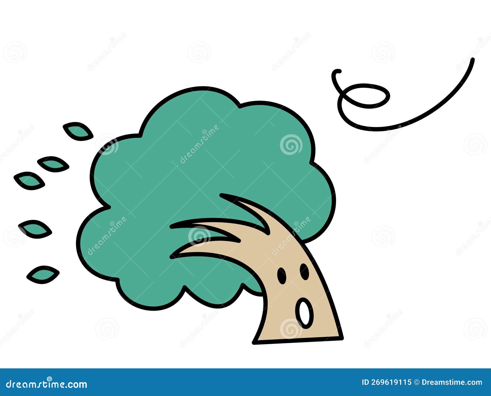 A Tree Character that is Blown by a Strong Wind Stock Vector ...
