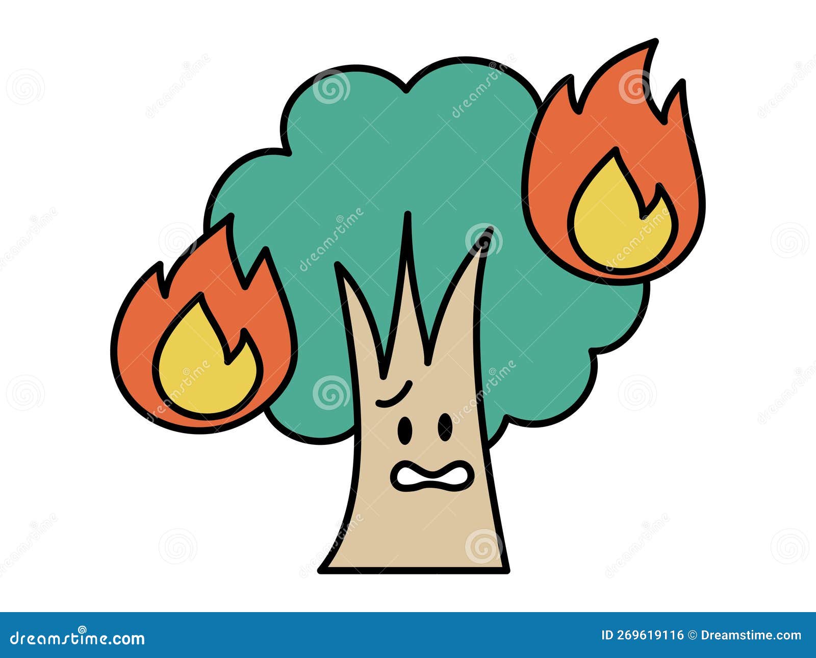 Tree Character Burning in Wildfire Stock Vector - Illustration of ...