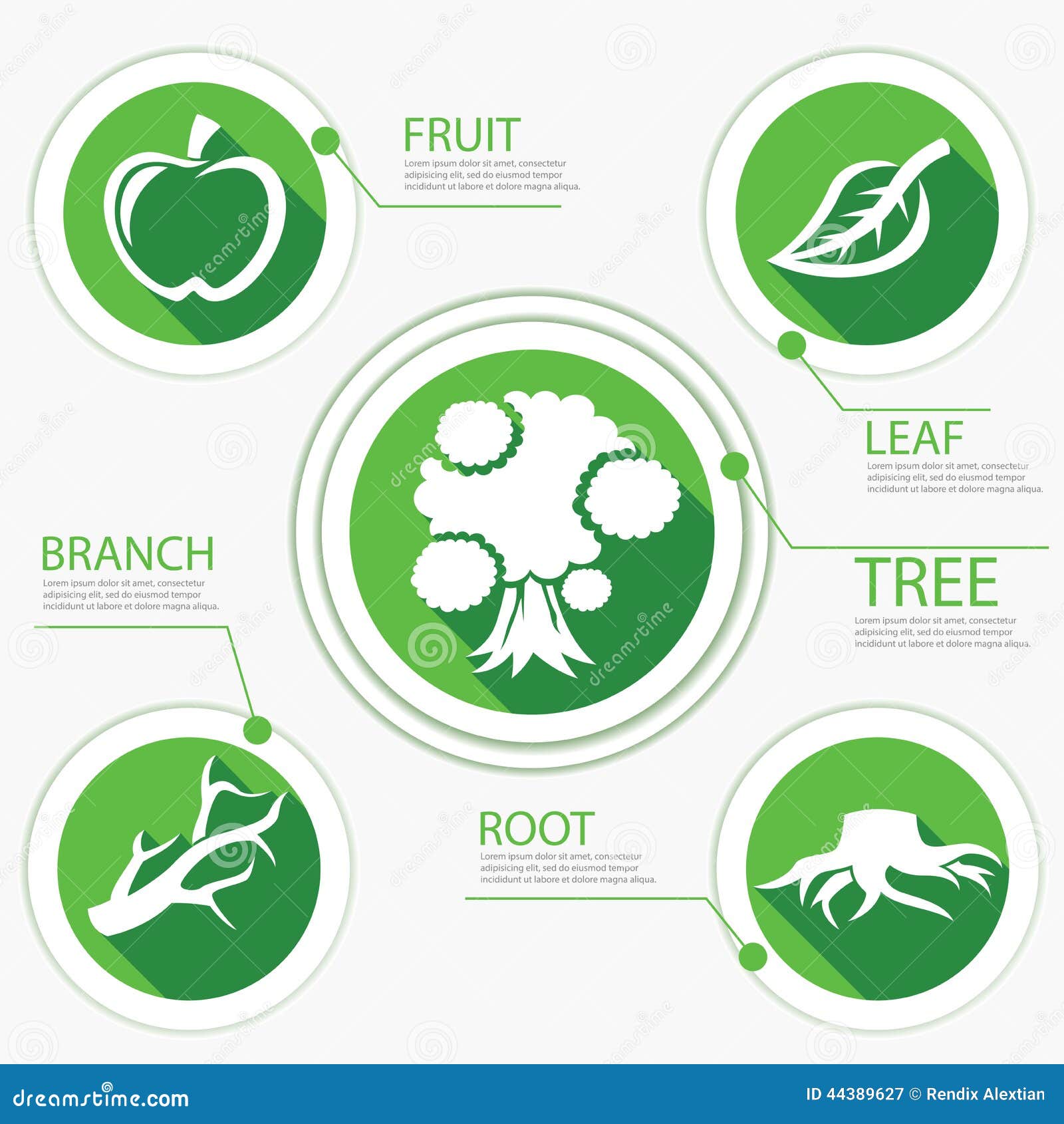 Tree Chart Go Green Flat Design Stock Vector - Illustration of leaf ...