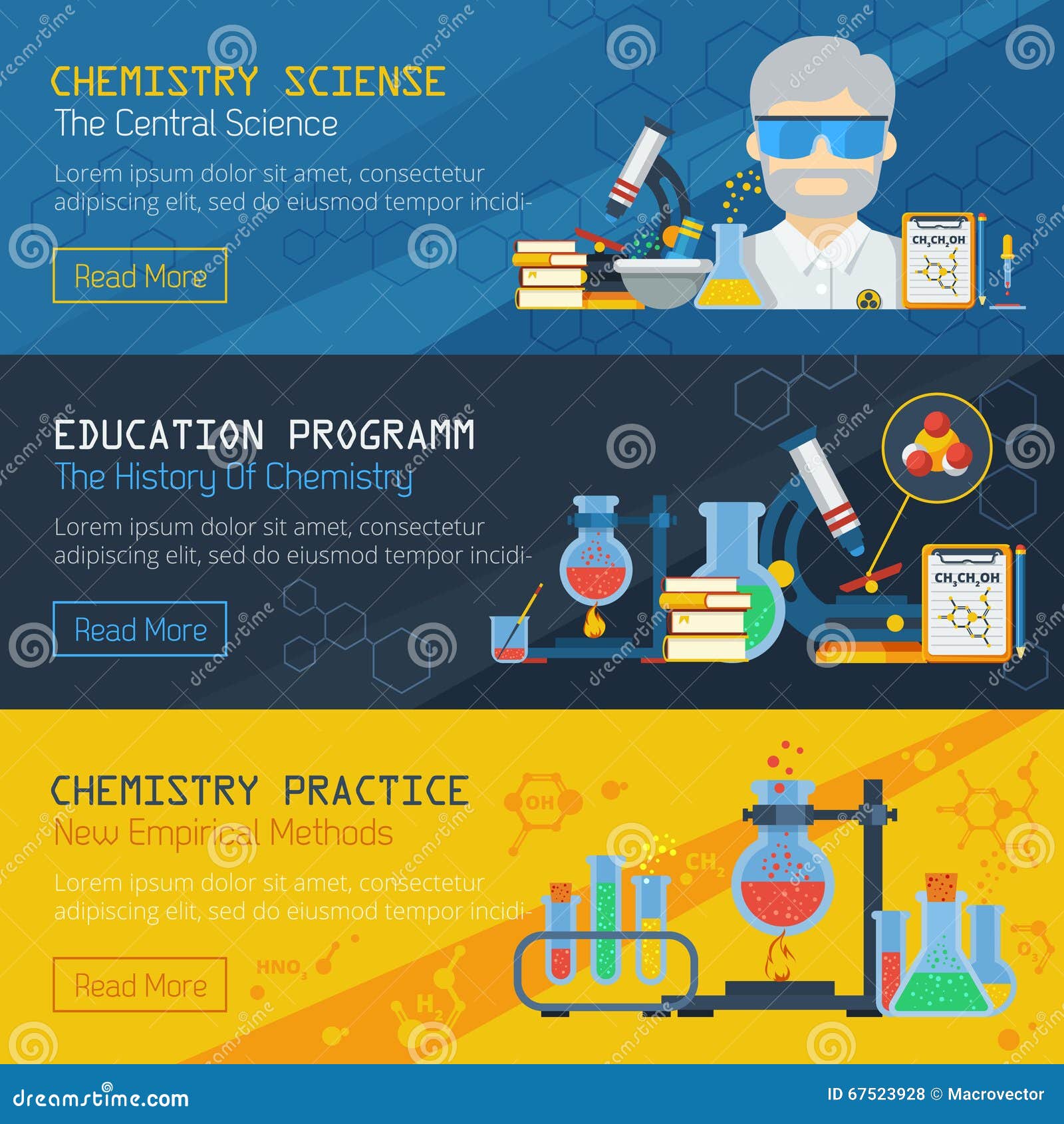Tree Chemistry Horizontal Banners Stock Vector - Illustration of ...