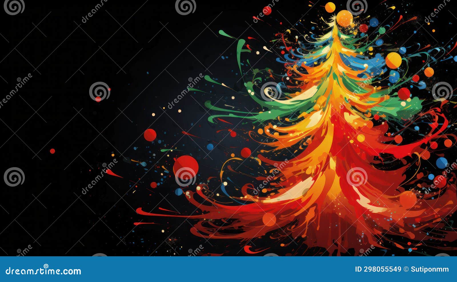 Tree Christmas, Paint Splash Art Stock Illustration - Illustration of ...