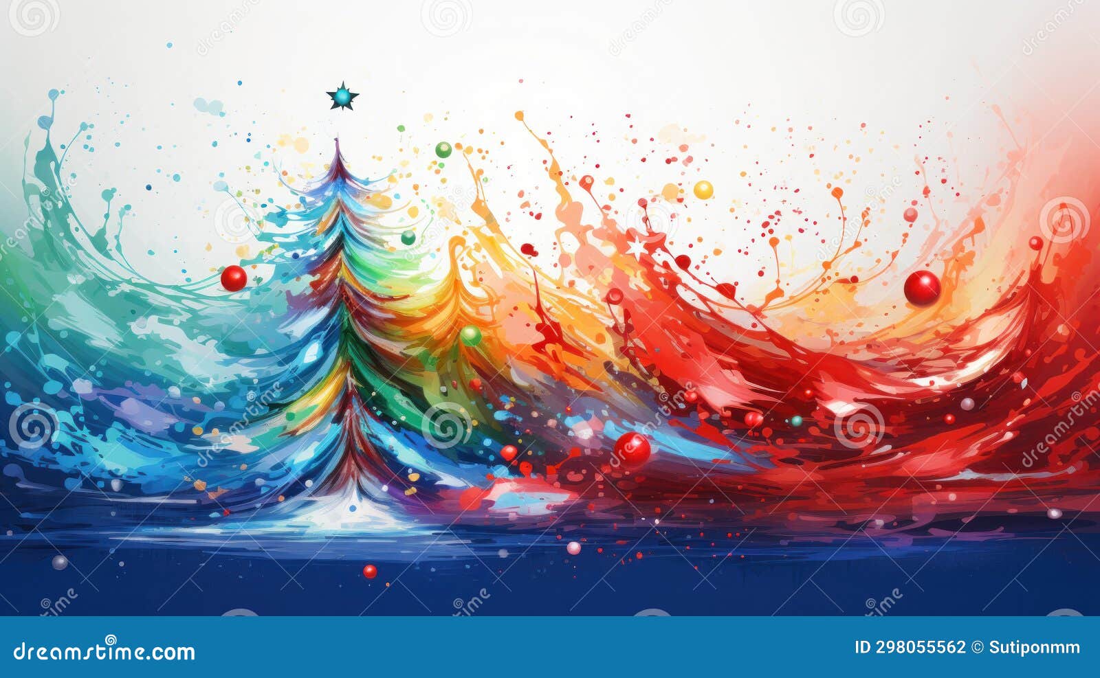 Tree Christmas, Paint Splash Art Stock Illustration - Illustration of ...