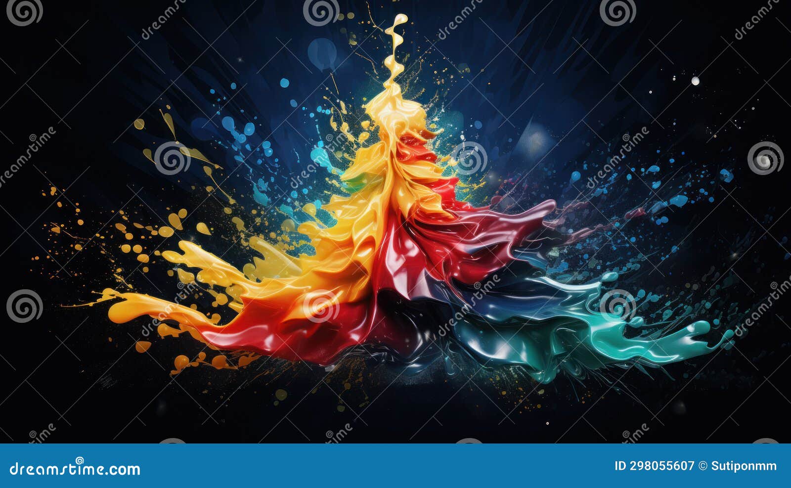 Tree Christmas, Paint Splash Art Stock Illustration - Illustration of ...