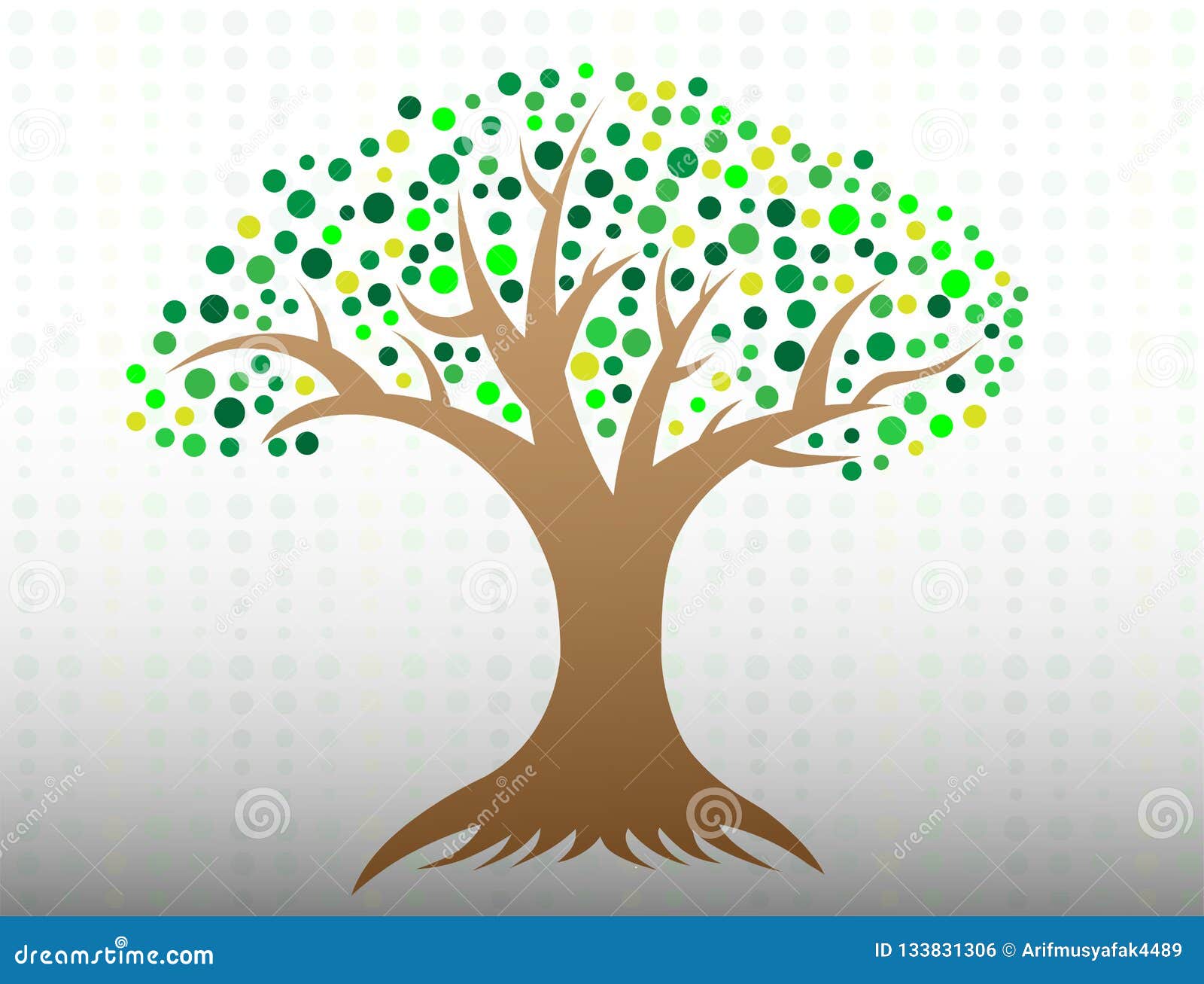 A Tree with Circle Leaves and Roots Logo Icon Stock Vector ...