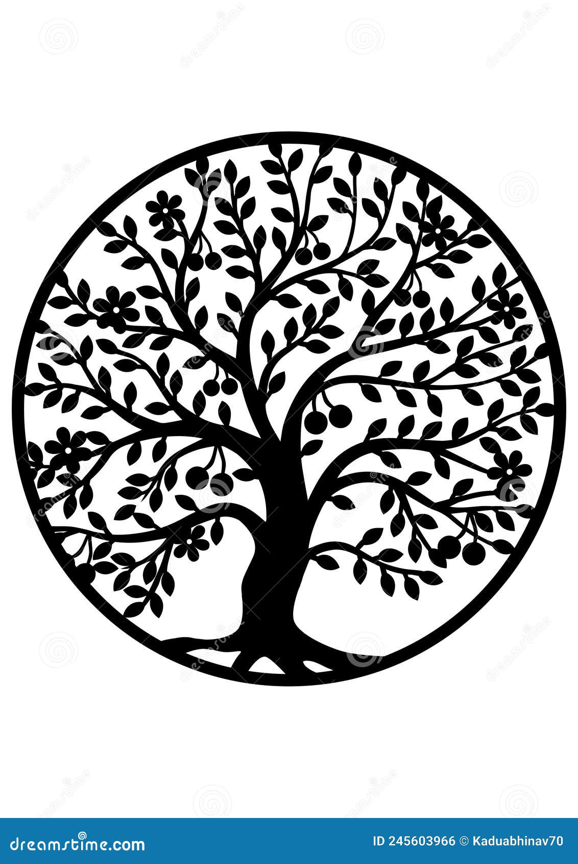 Tree in circle stock vector. Illustration of vector - 245603966