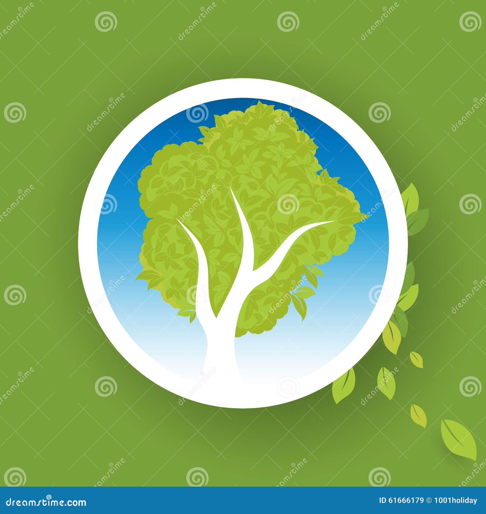 Tree in circle stock vector. Illustration of environment - 61666179