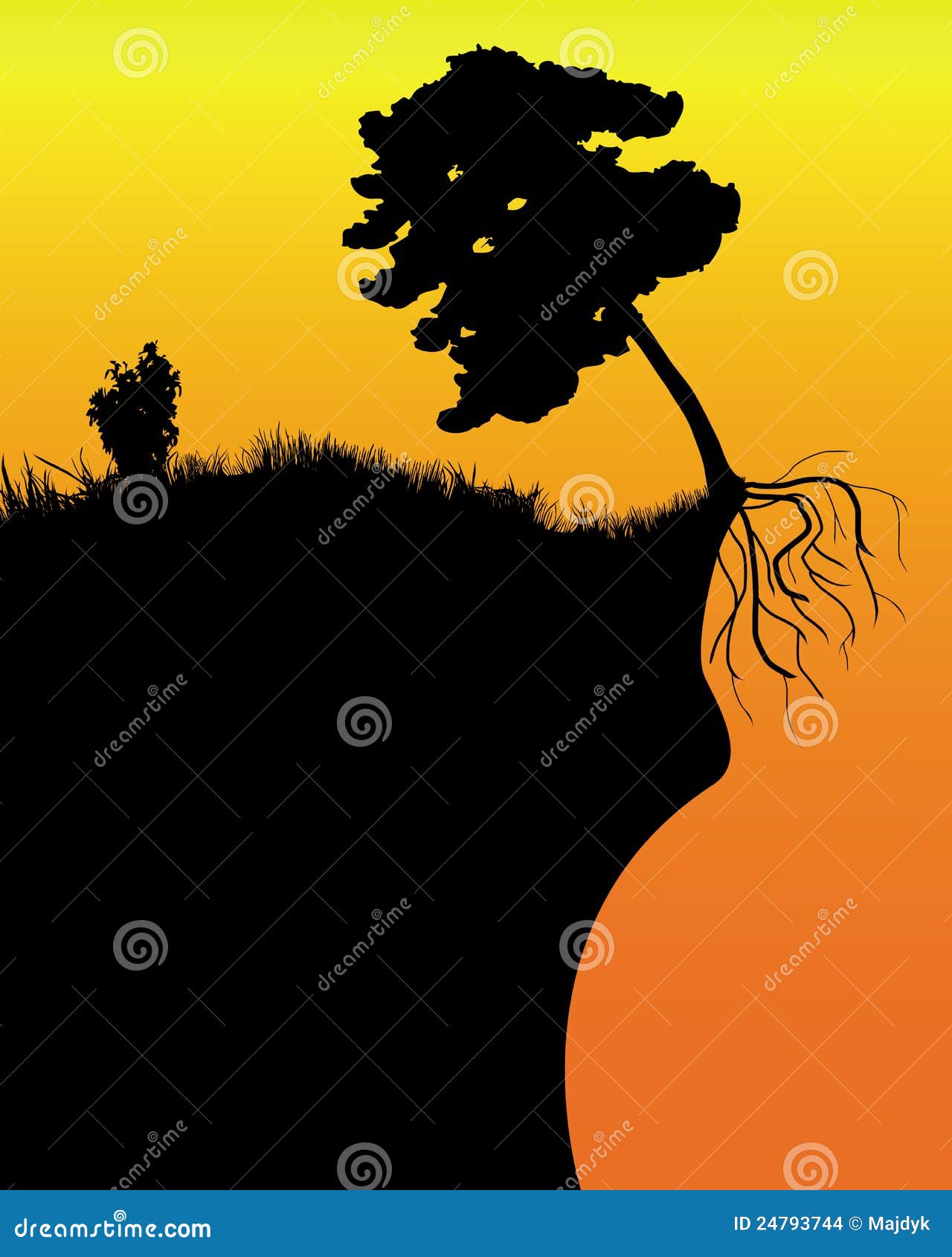Tree on a cliff stock vector. Illustration of pine, vector - 24793744