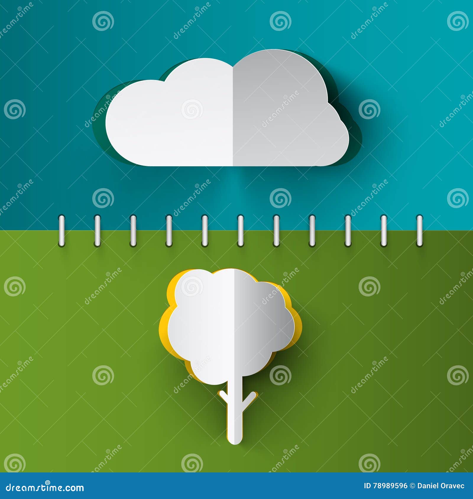 Tree - Cloud Paper Cut Vector Notebook Stock Vector - Illustration of ...