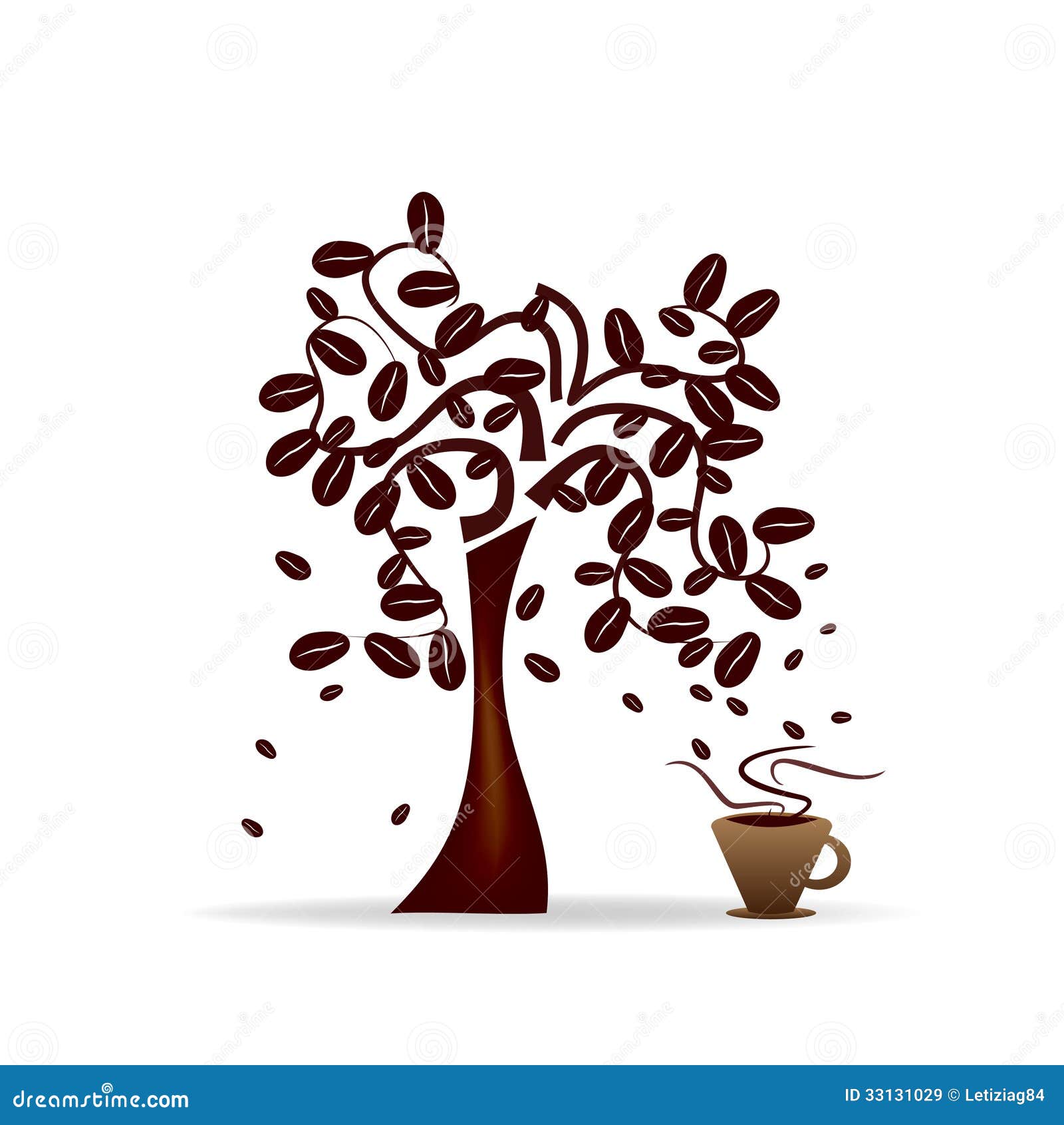 Tree with coffee beans stock vector. Illustration of grow - 33131029
