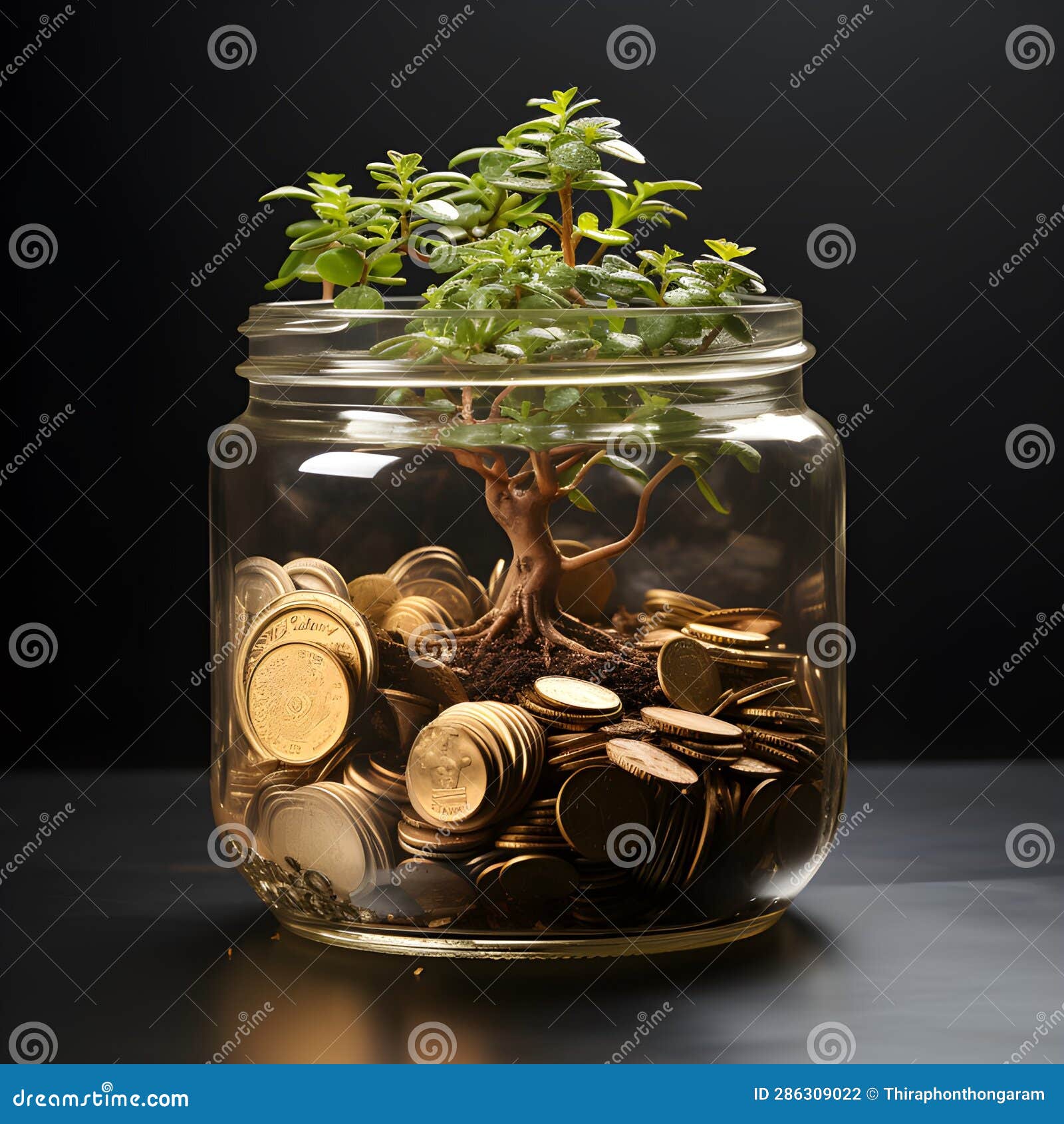 Tree Coin Glass Increase Saving Money Coin Tree Stock Illustration ...