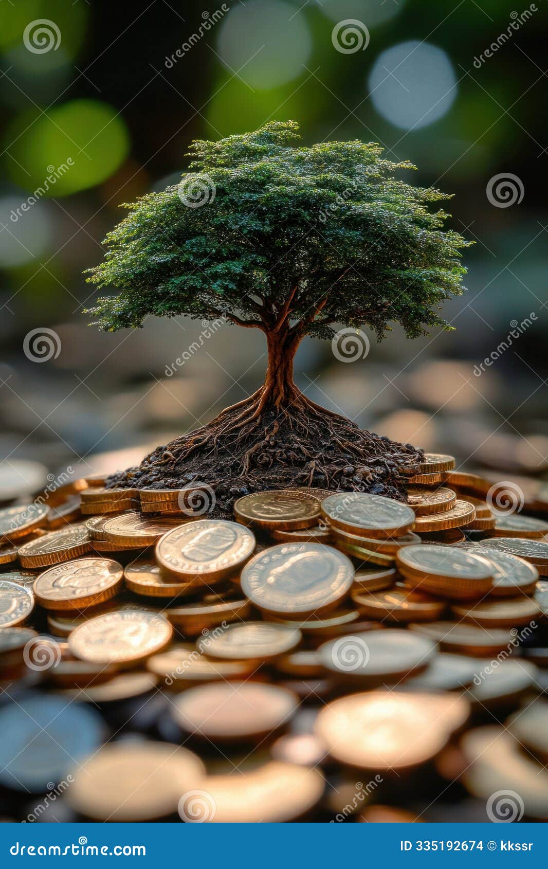 Tree and Coins, a Tree Grows from a Pile of Coins, Representing Wealth ...