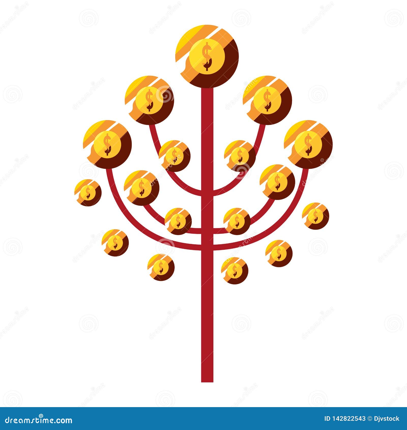 Tree coins money stock vector. Illustration of money - 142822543