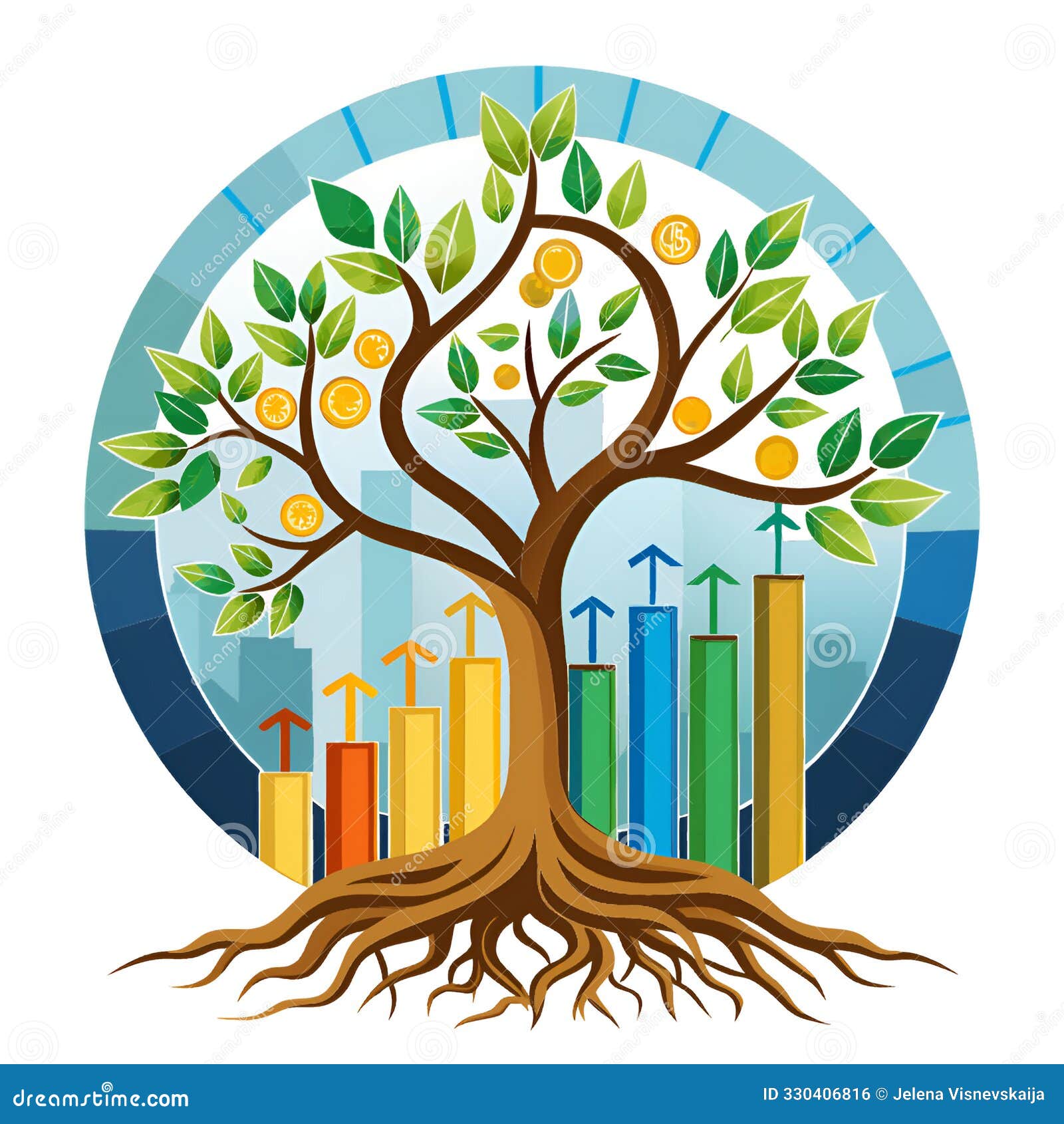 Tree with colorful arrows stock illustration. Illustration of quality ...