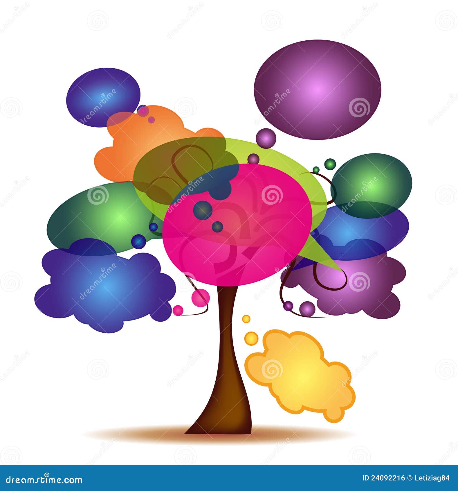 Tree with colorful cartoon stock illustration. Illustration of balloon ...
