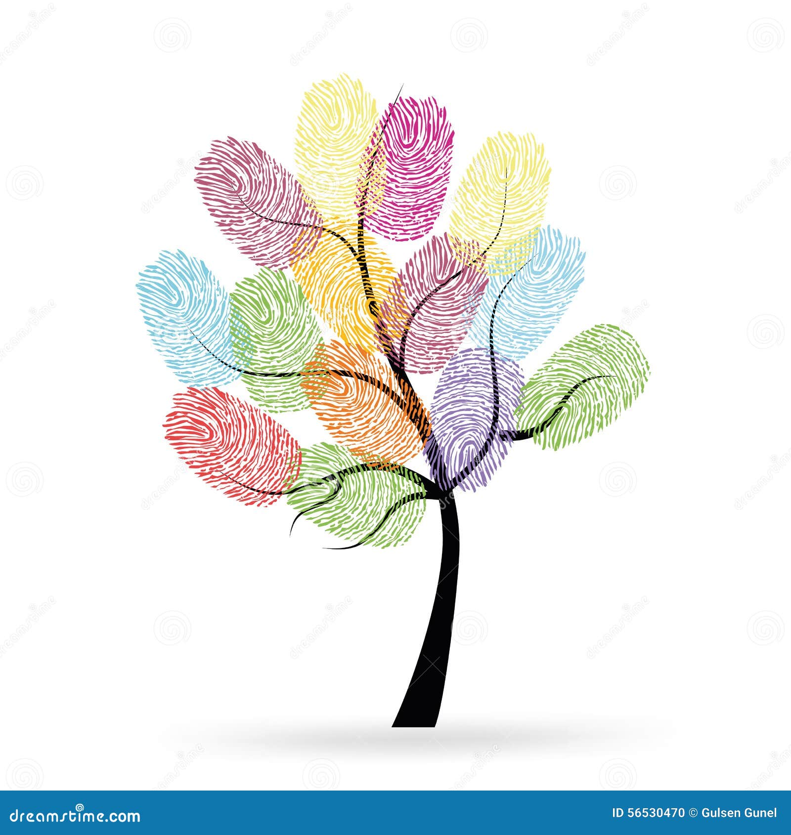 Tree with Colorful Finger Prints Vector Stock Vector - Illustration of ...