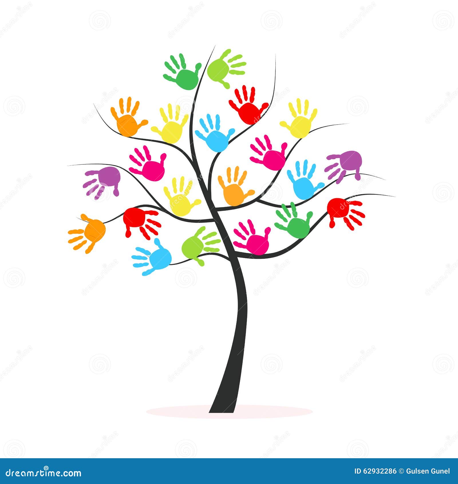 Tree with Colorful Hand Prints Vector Background Stock Vector ...