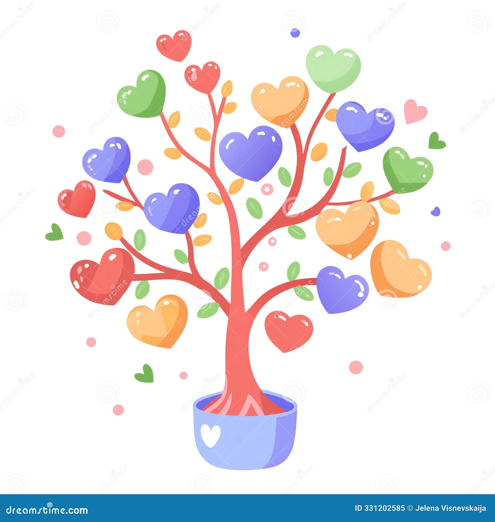 Tree with colorful hearts stock illustration. Illustration of high ...