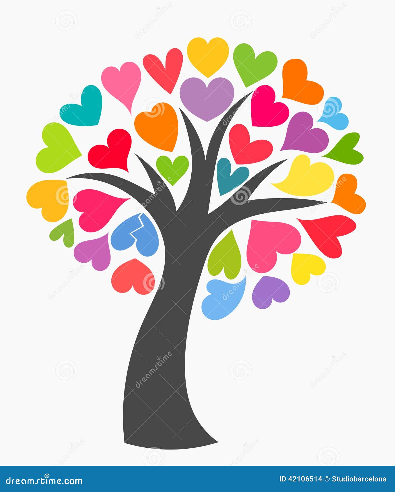 Tree with colorful hearts stock vector. Illustration of abstract - 42106514