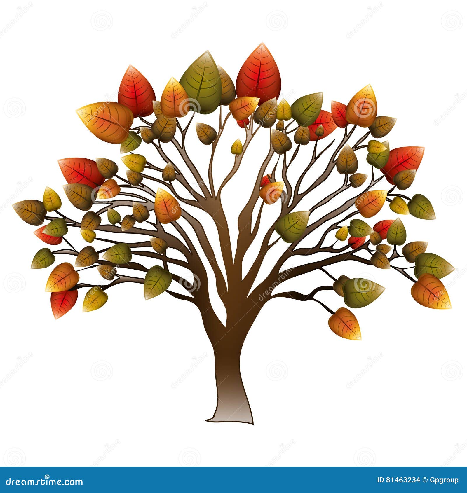 Tree with Colorful Leafy Branches Stock Illustration - Illustration of ...