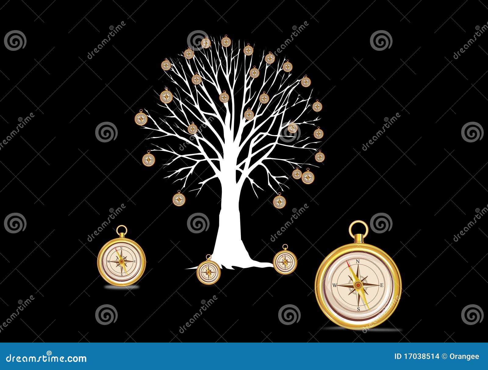 Tree with compasses stock vector. Illustration of leaves - 17038514