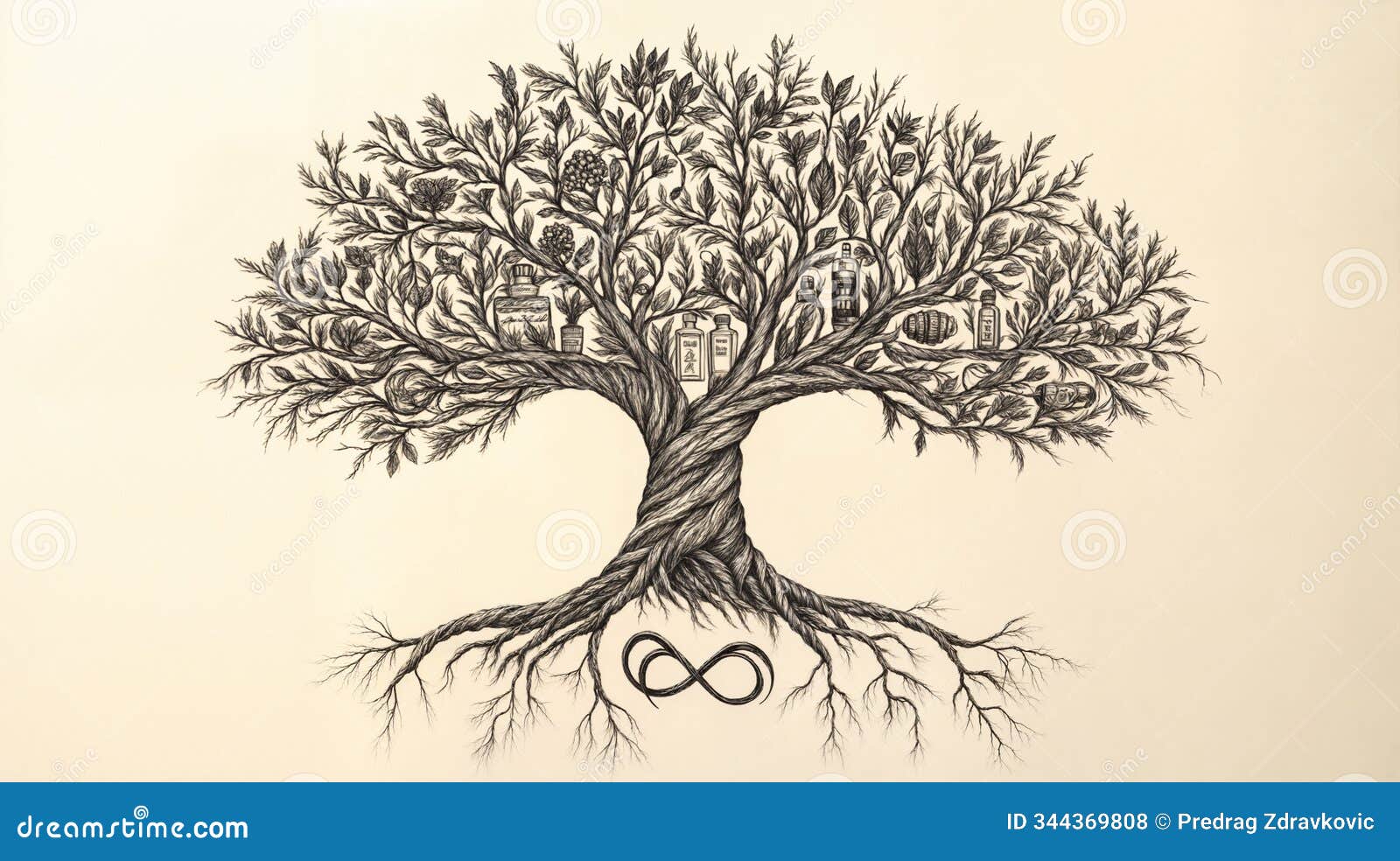 Complex Root System Of A Tree Deep Underground, Soil Cross Section View ...