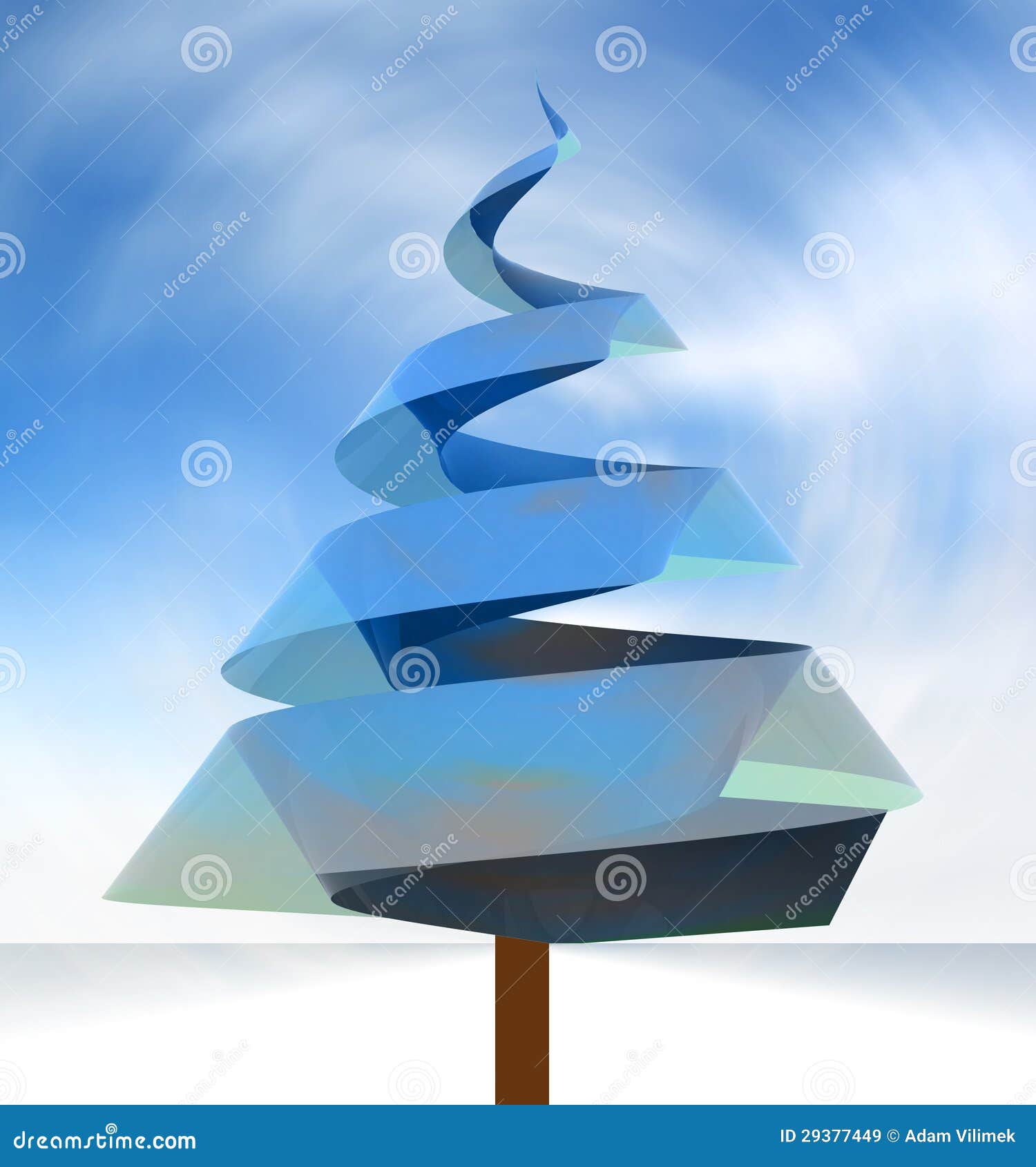Tree Conceptual Blue Shape in Wind Whirl Stock Illustration ...