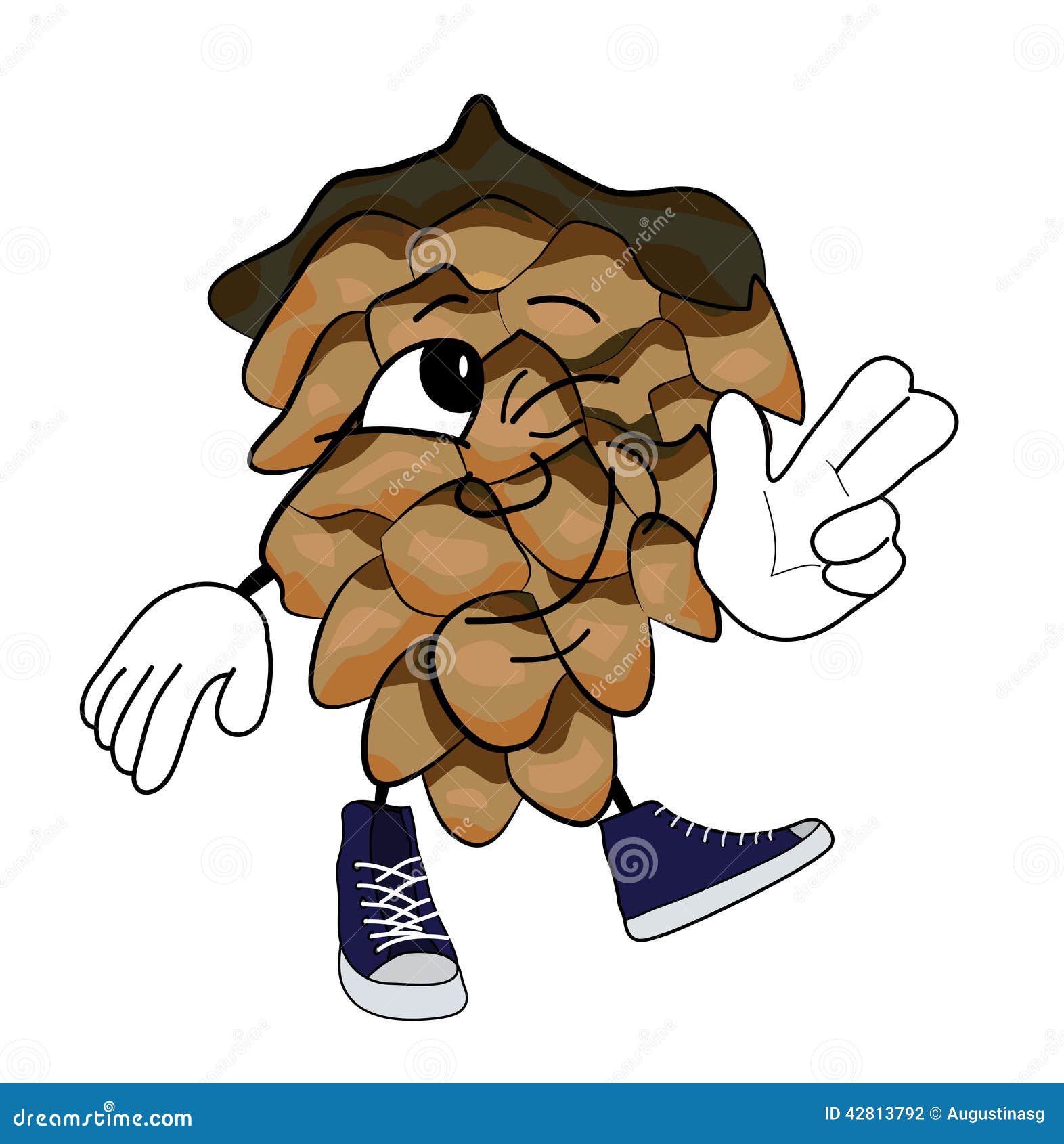 Tree Cone Cartoon Character Stock Illustration - Illustration of tree ...