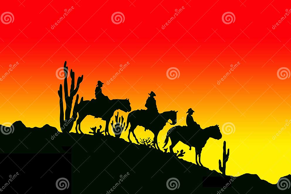 Tree cowboys stock illustration. Illustration of west - 2375445