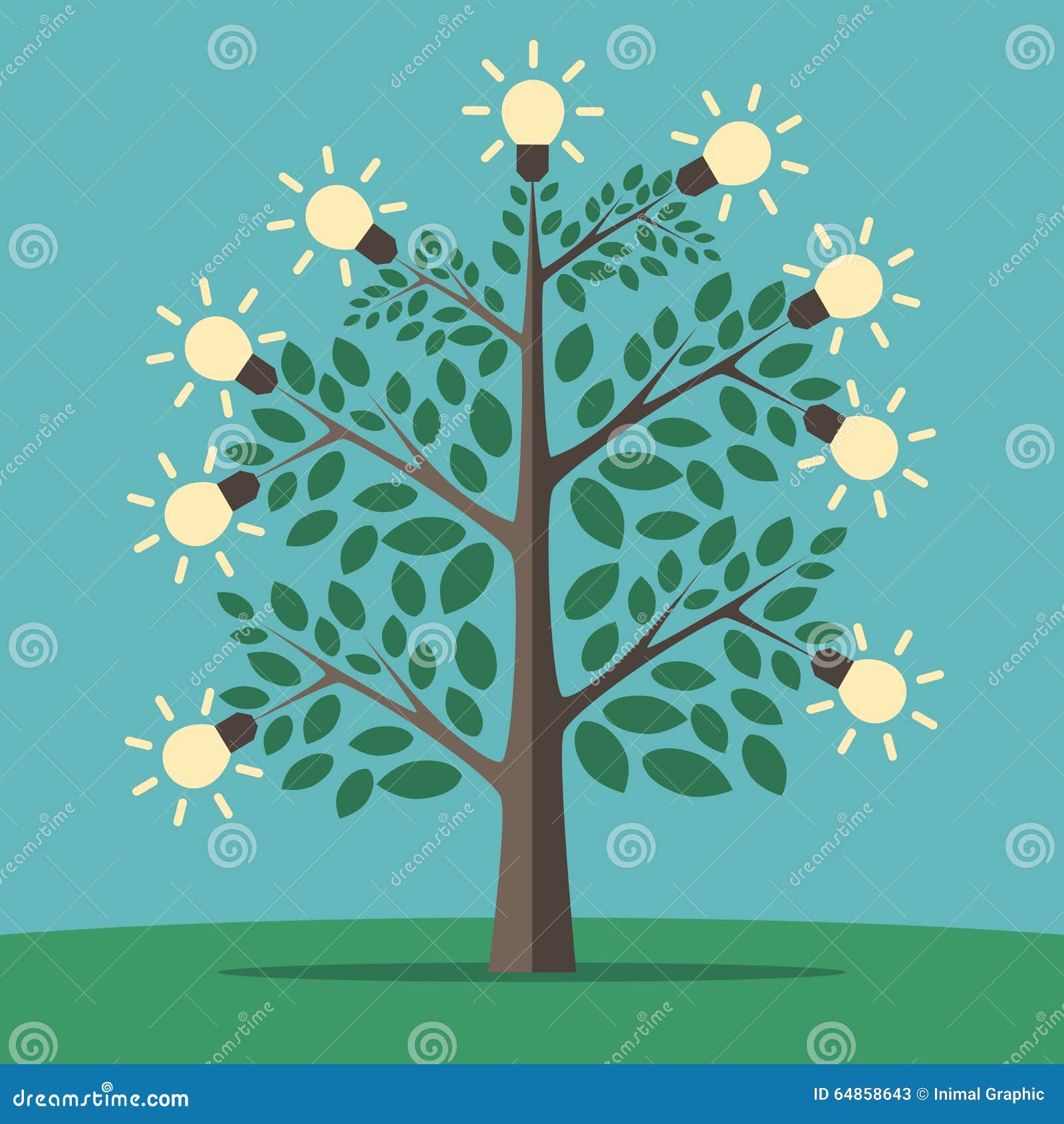 Tree of creative ideas stock vector. Illustration of discovery - 64858643