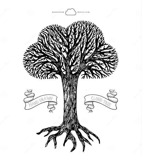 Tree Crown in the Shape of Cloud Stock Vector - Illustration of drawing ...