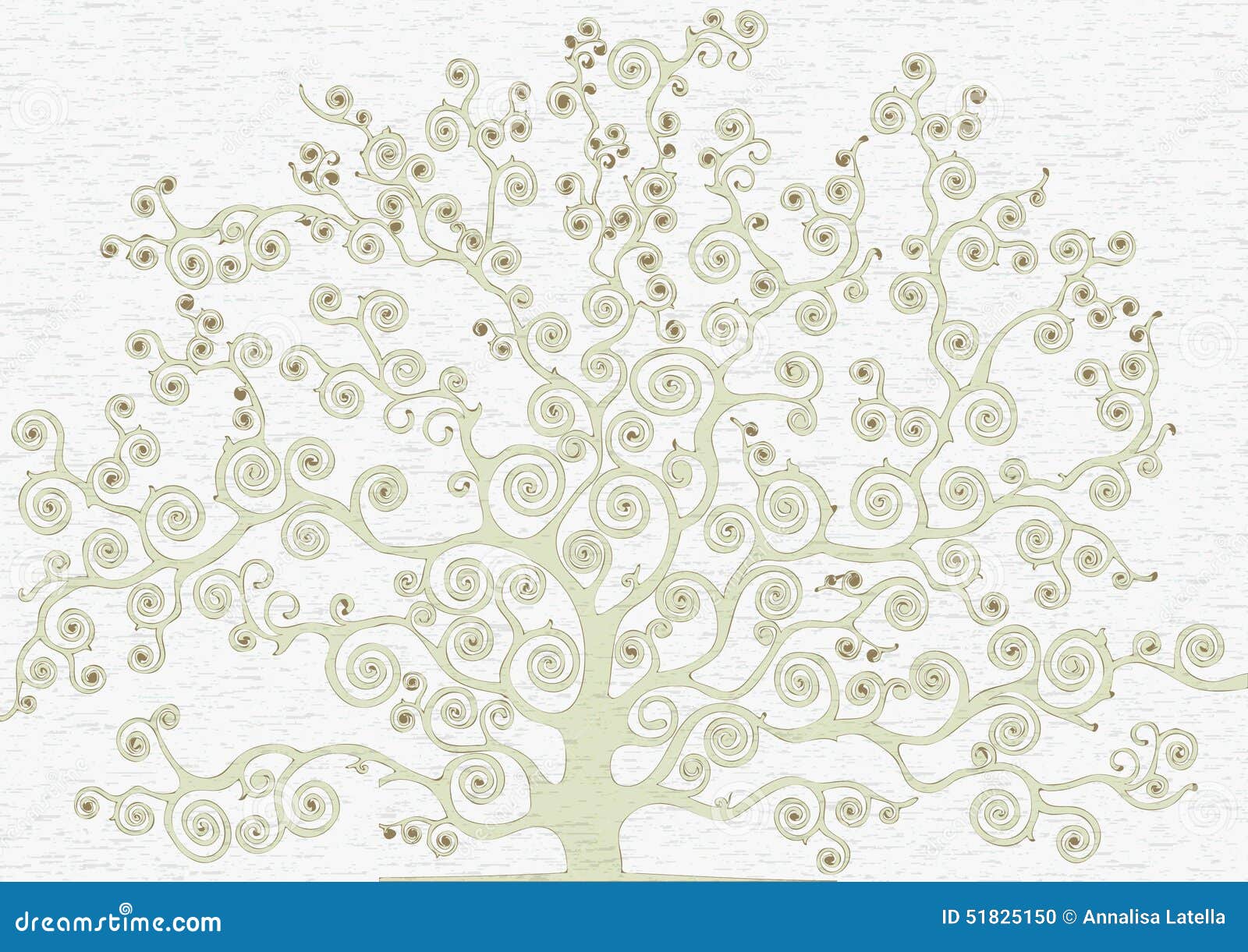 Tree with curved branches stock illustration. Illustration of colored ...