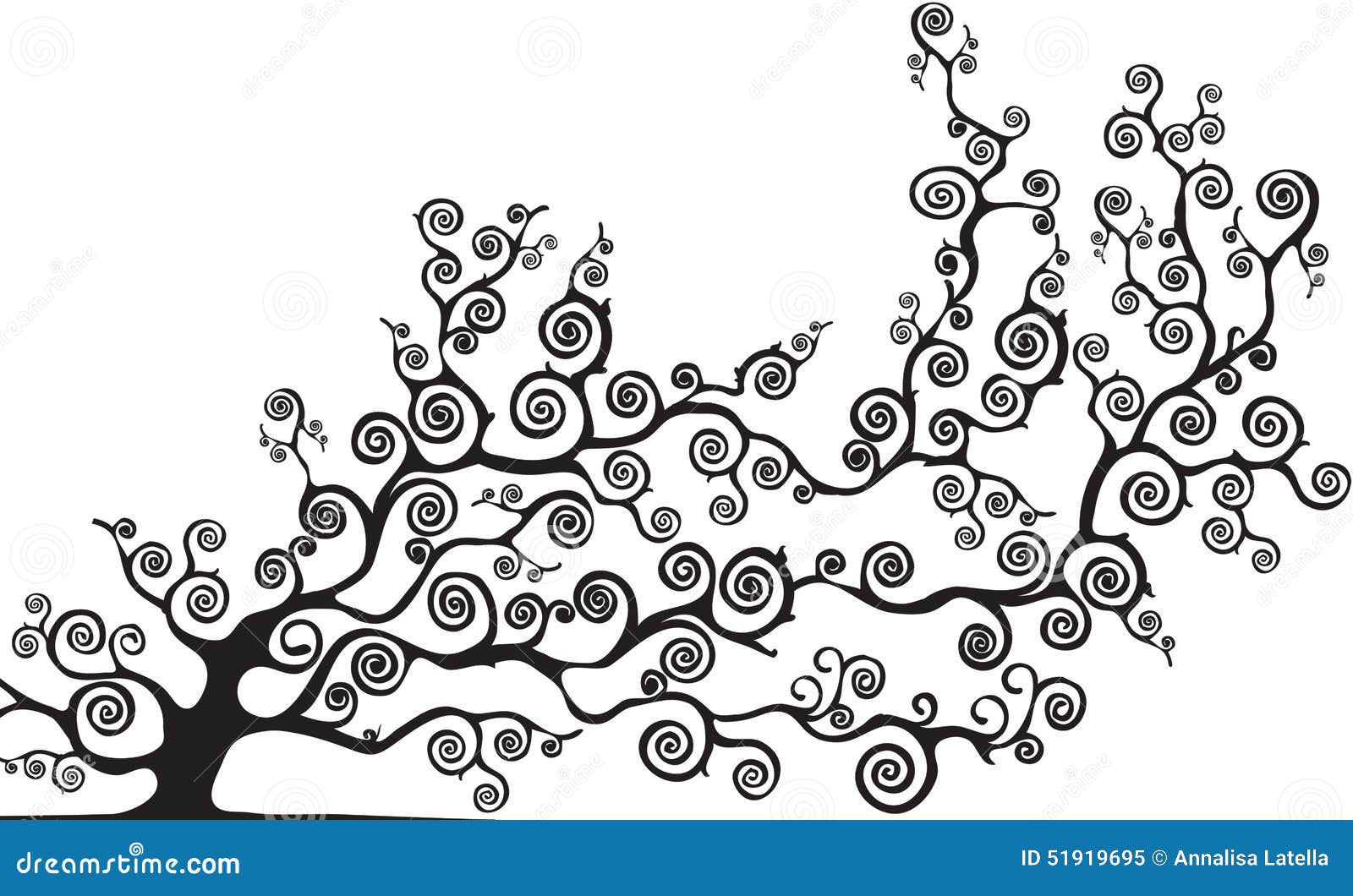 Tree with curved branches stock illustration. Illustration of curved ...