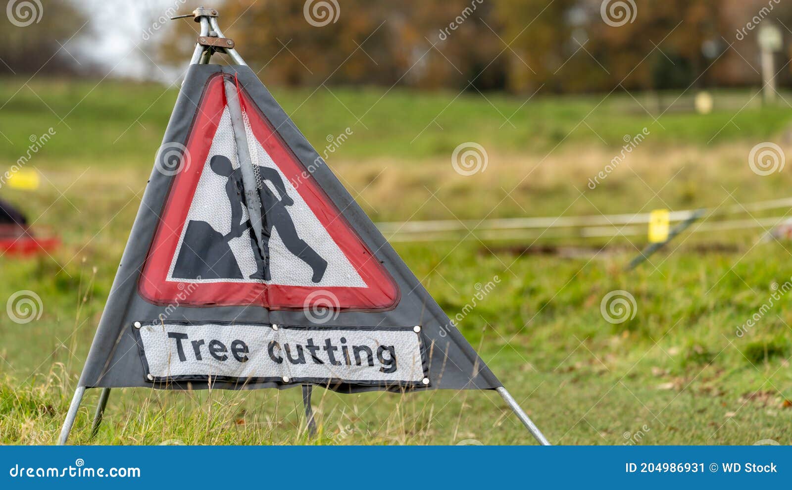 Tree Cutting Warning Triangle Sign Stock Image - Image of colour ...