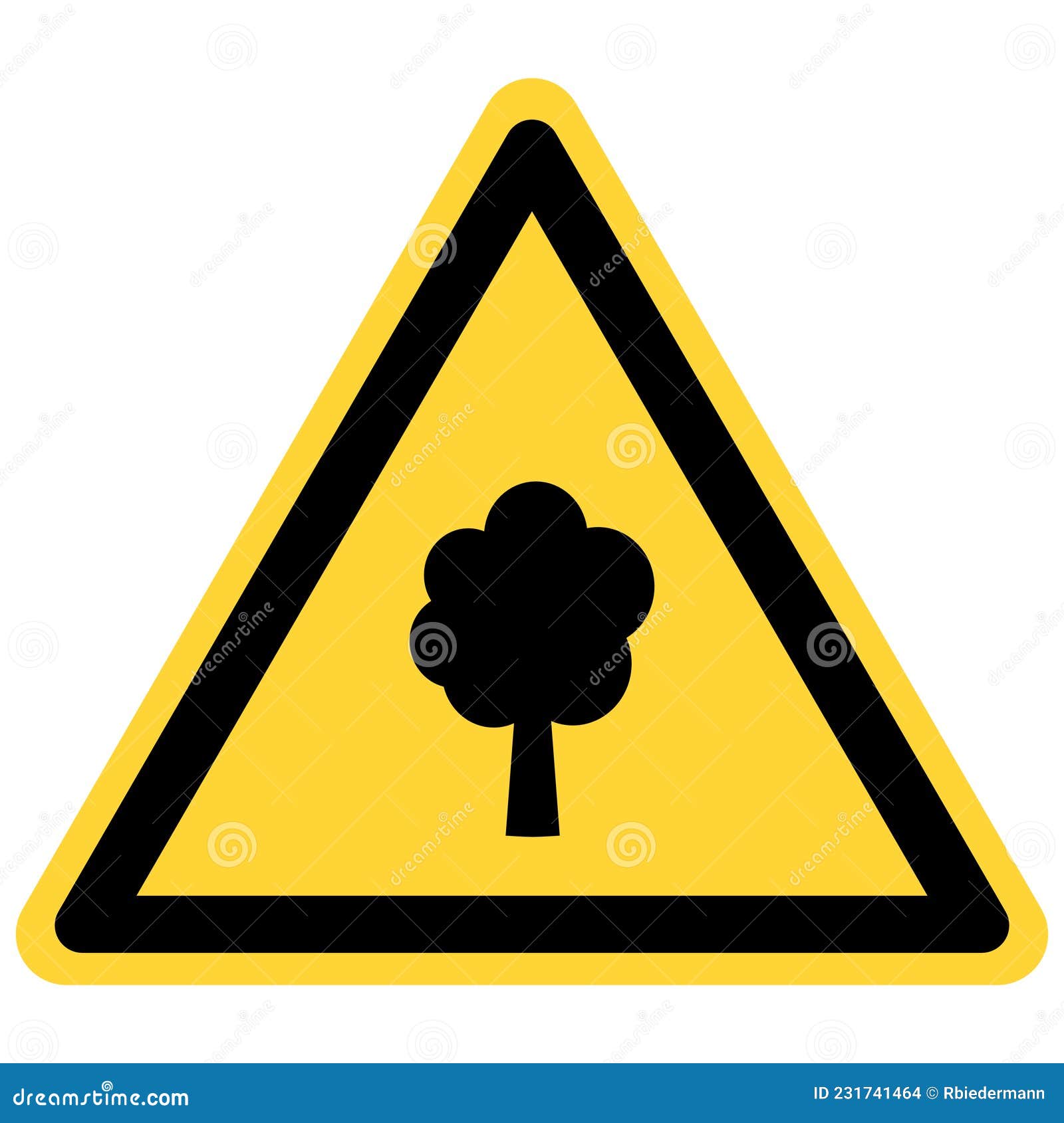 Tree and danger sign stock vector. Illustration of leaf - 231741464