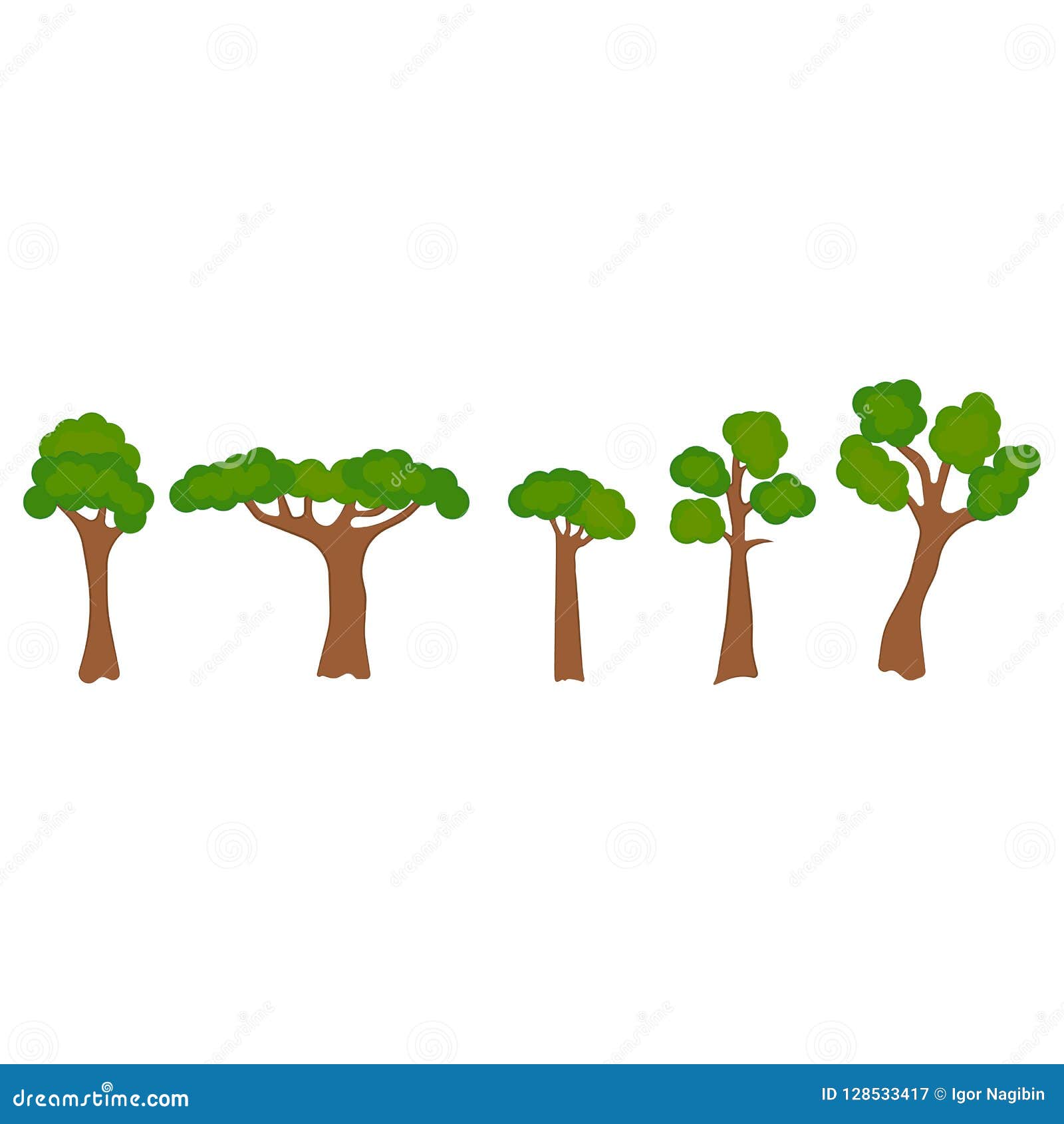Tree Design Elements. Collection of Various Trees Stock Vector ...